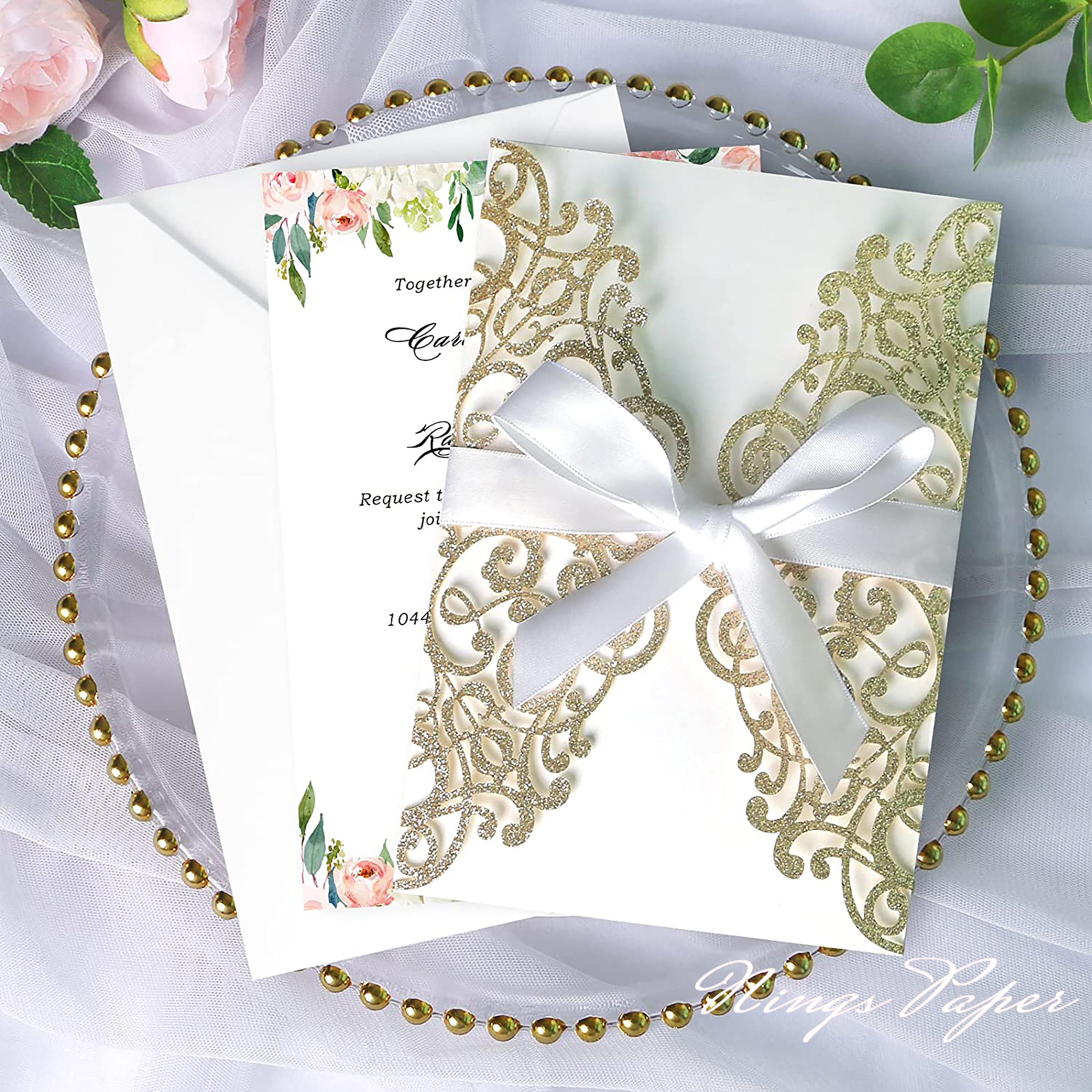Sample Order Laser Cut Invitation Cards with Envelopes, Bow-knot ...